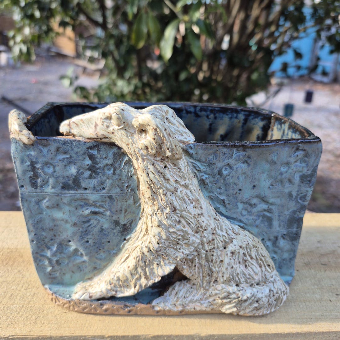 Greyhound Afghan Saluki Whippet Pottery Container Planter - Etsy