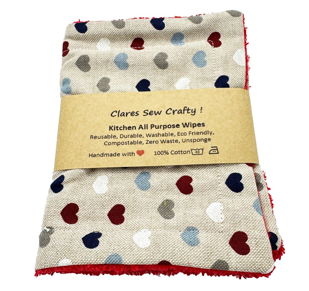 All Purpose Dish Cloths, Linen Look With Red Towelling Back ...