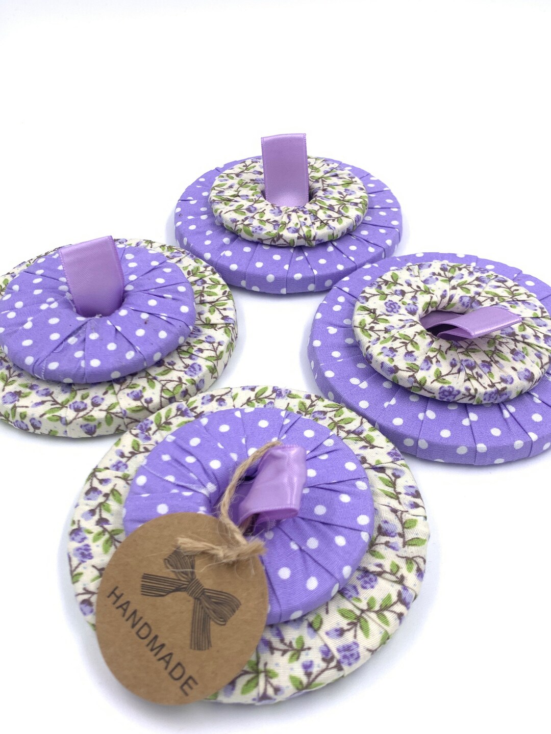 Set of 4x 7cm Hand Wrapped Fabric Steel Sewing Pattern /paper Weights ...