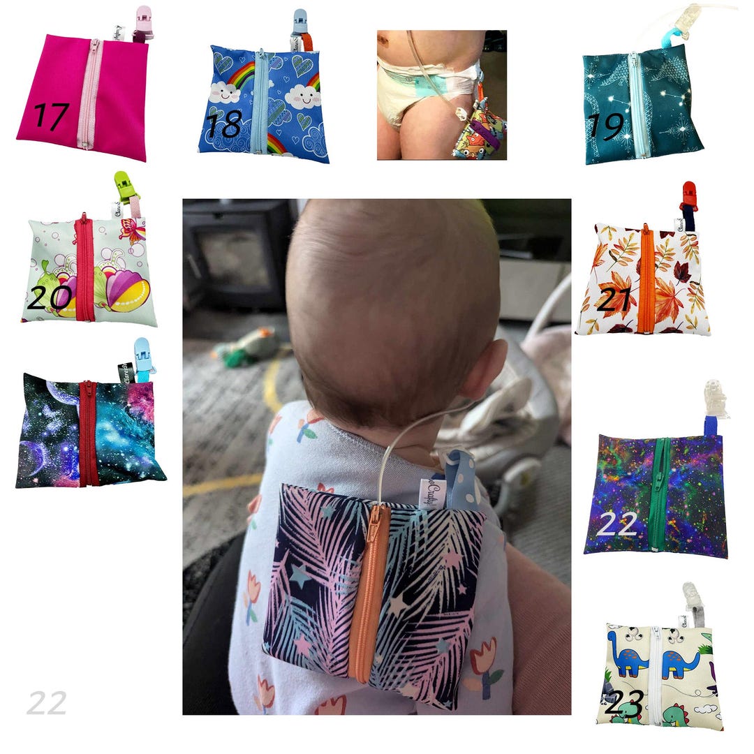 Splashproof Zip and Clip Pouch NGT TPN Hickman Line / Feeding Tube ...
