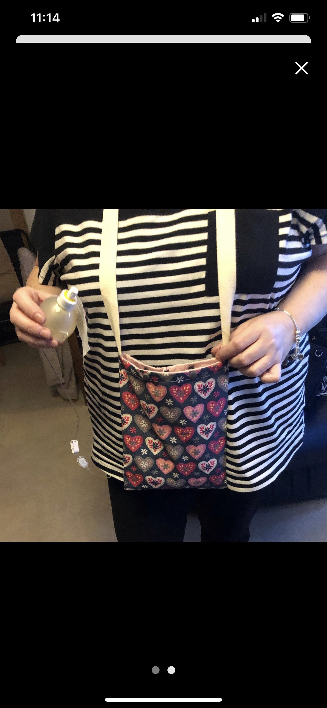 Hearts - Lined Cotton Chemo Pump Bag Approx 9"x 6" - 100ml EPIC Smart ...