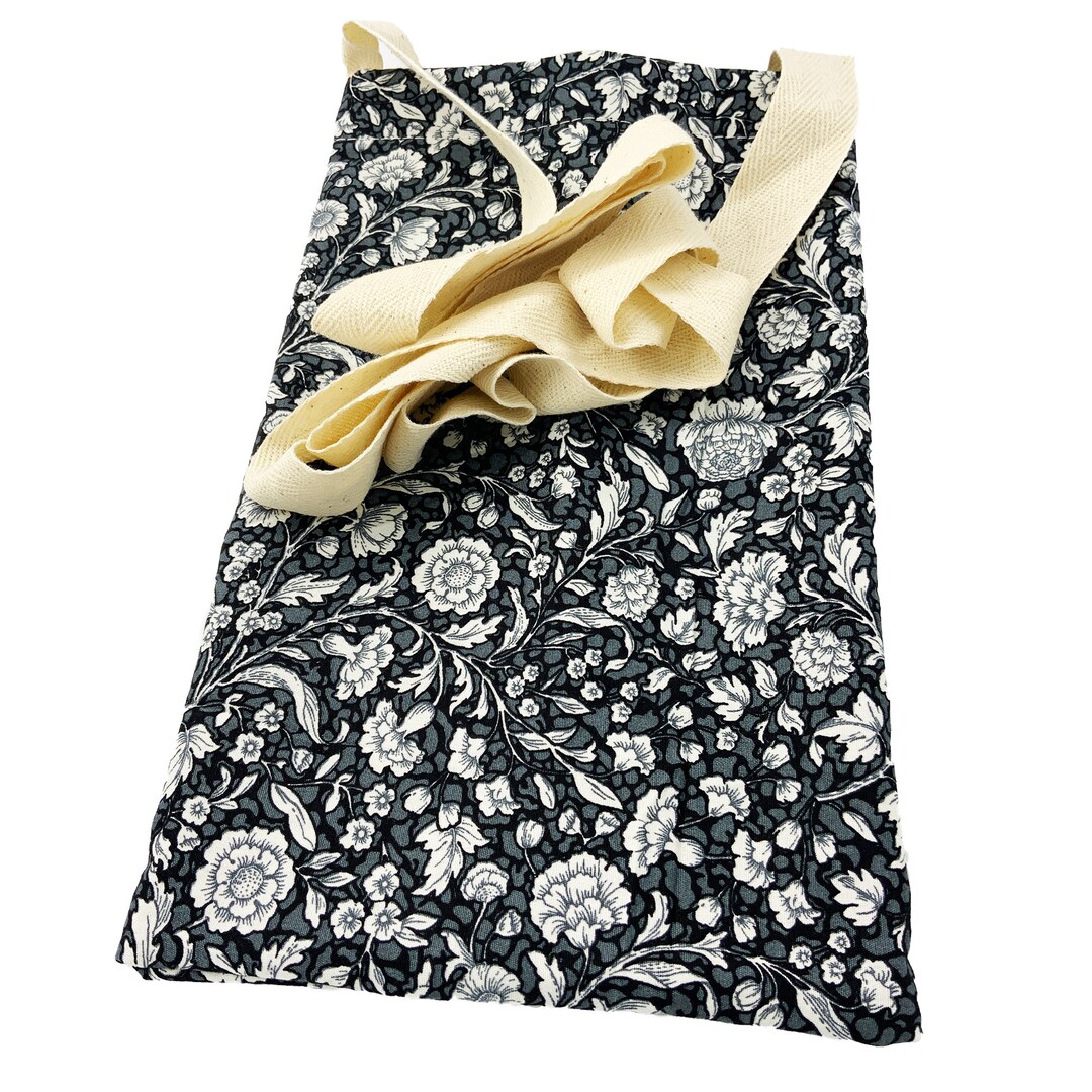 Black Floral Dot Lined Cotton Syringe Driver Bag Approx 11.5"x 6.5" - Etsy