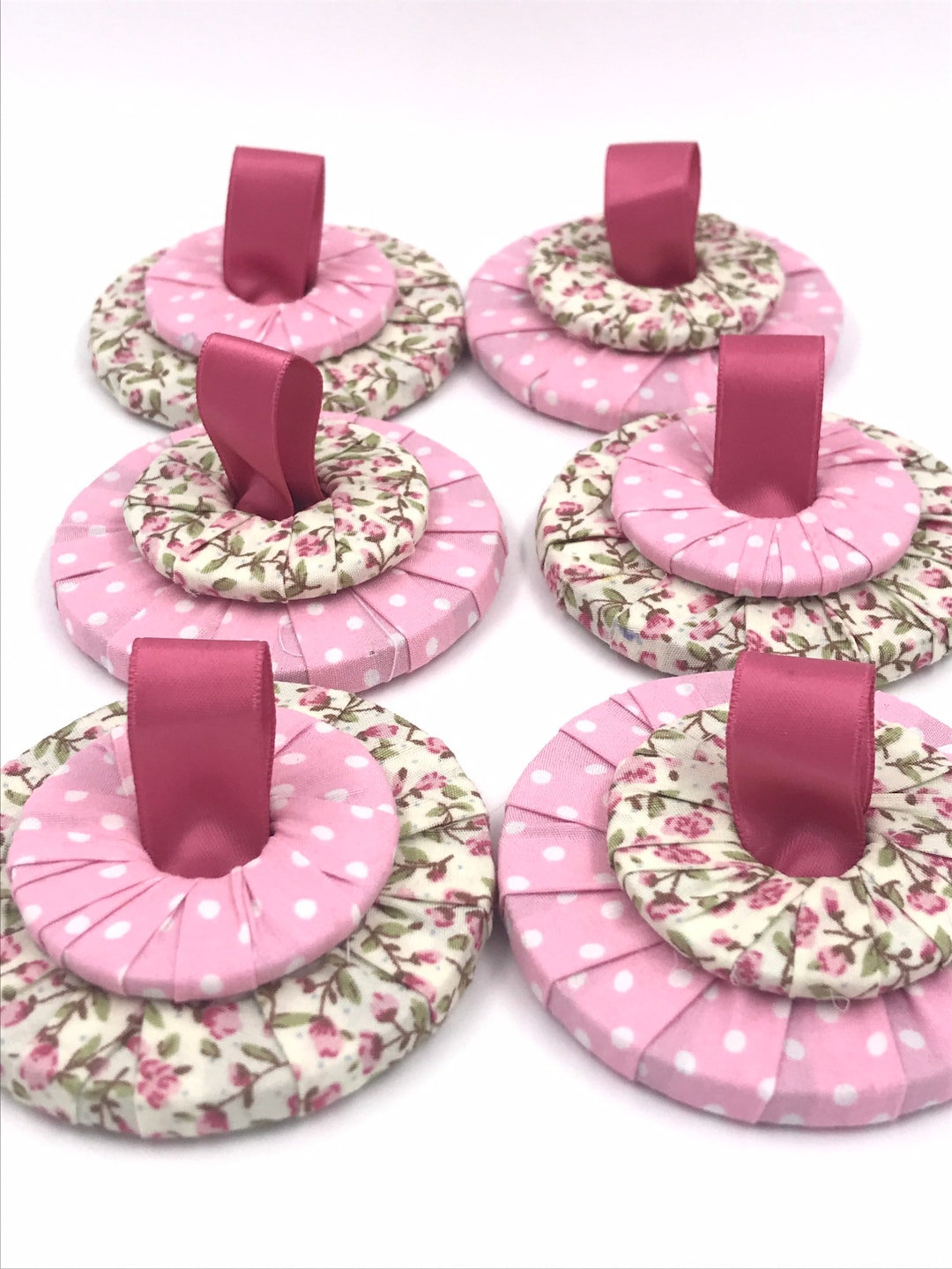 Set of 6 - 7cm X 4cm Hand Wrapped Fabric Steel Sewing Pattern ...