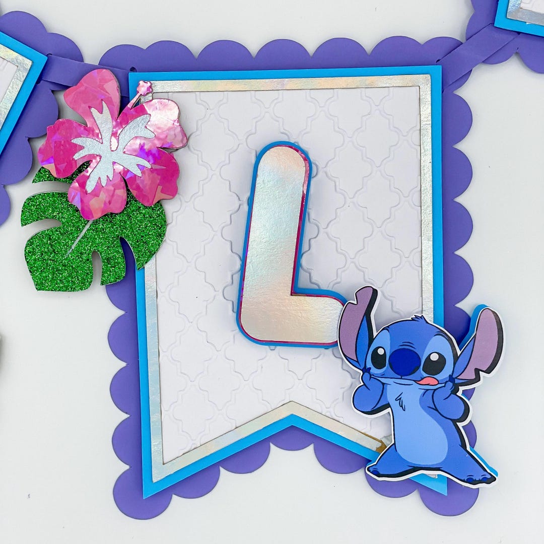 Stitch Inspired Birthday Banner, Girls Birthday Banner, Boys Birthday ...