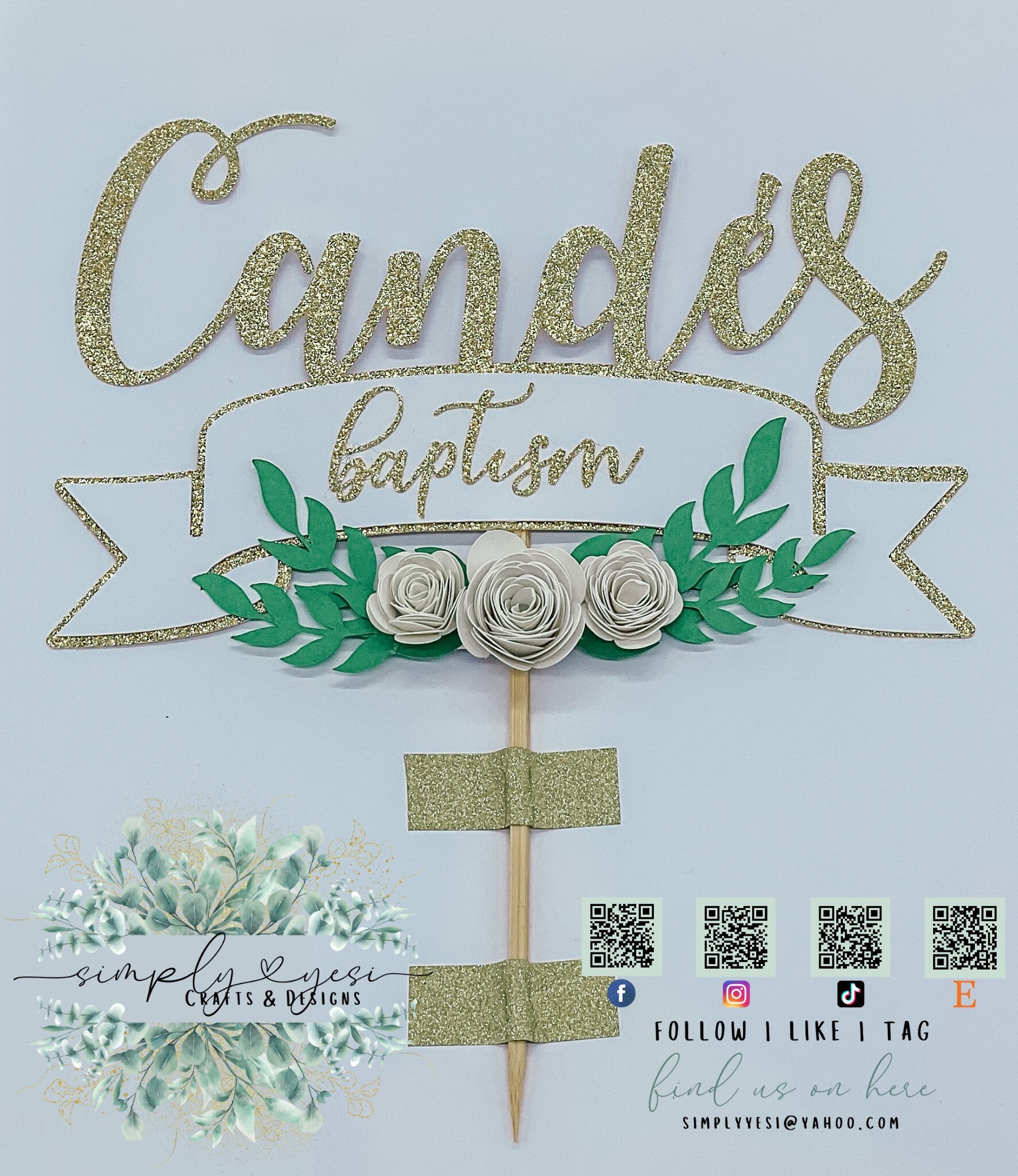 Floral Baptism Cake Topper Party Cake Topper Baptism - Etsy