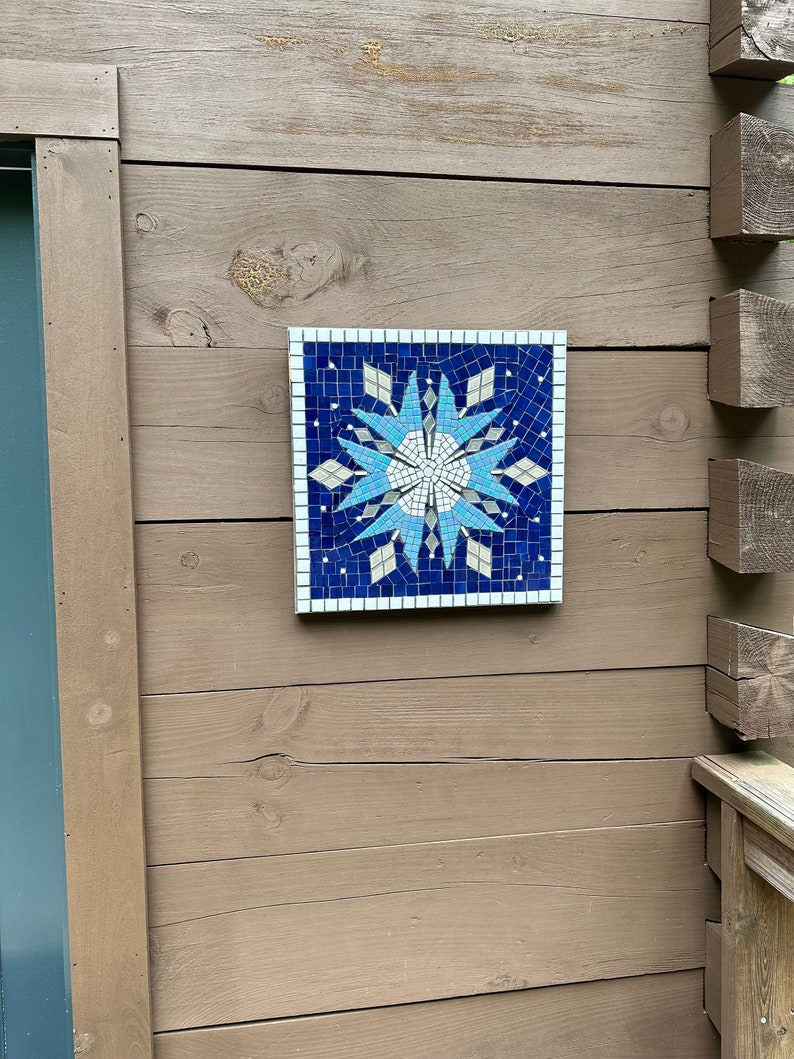Winter Snowflake Mosaic Barn Quilt - Etsy