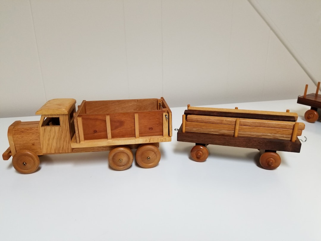 Wooden Toy Truck With Logging Trailer - Etsy