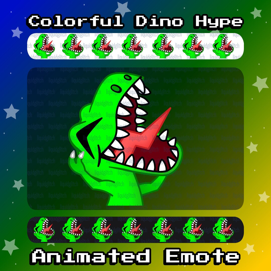 ANIMATED Emote for Twitch & Discord - Colorful Dino Hype - T-rex Emotes ...