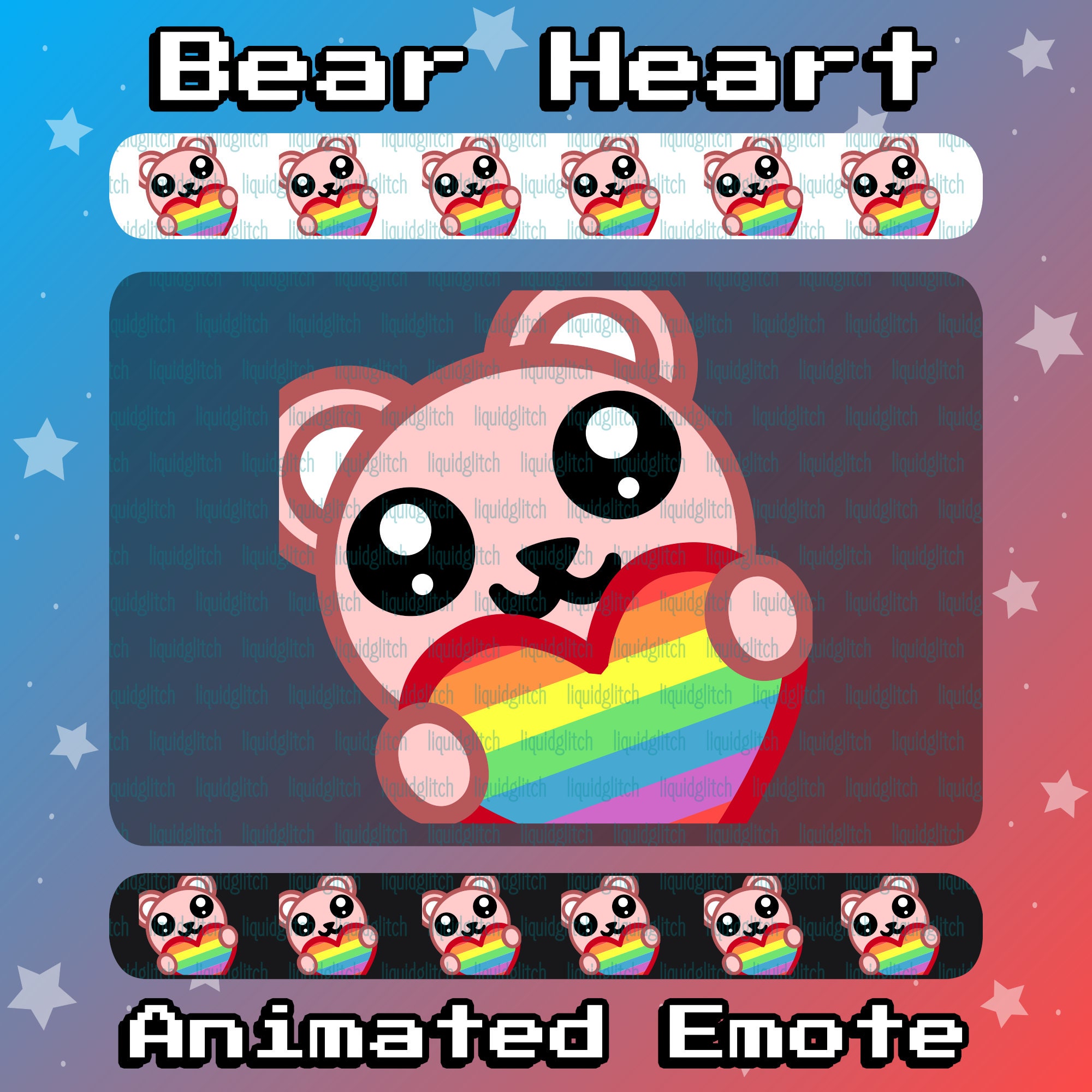 ANIMATED Emote for Twitch & Discord Bear Heart Colorful - Etsy