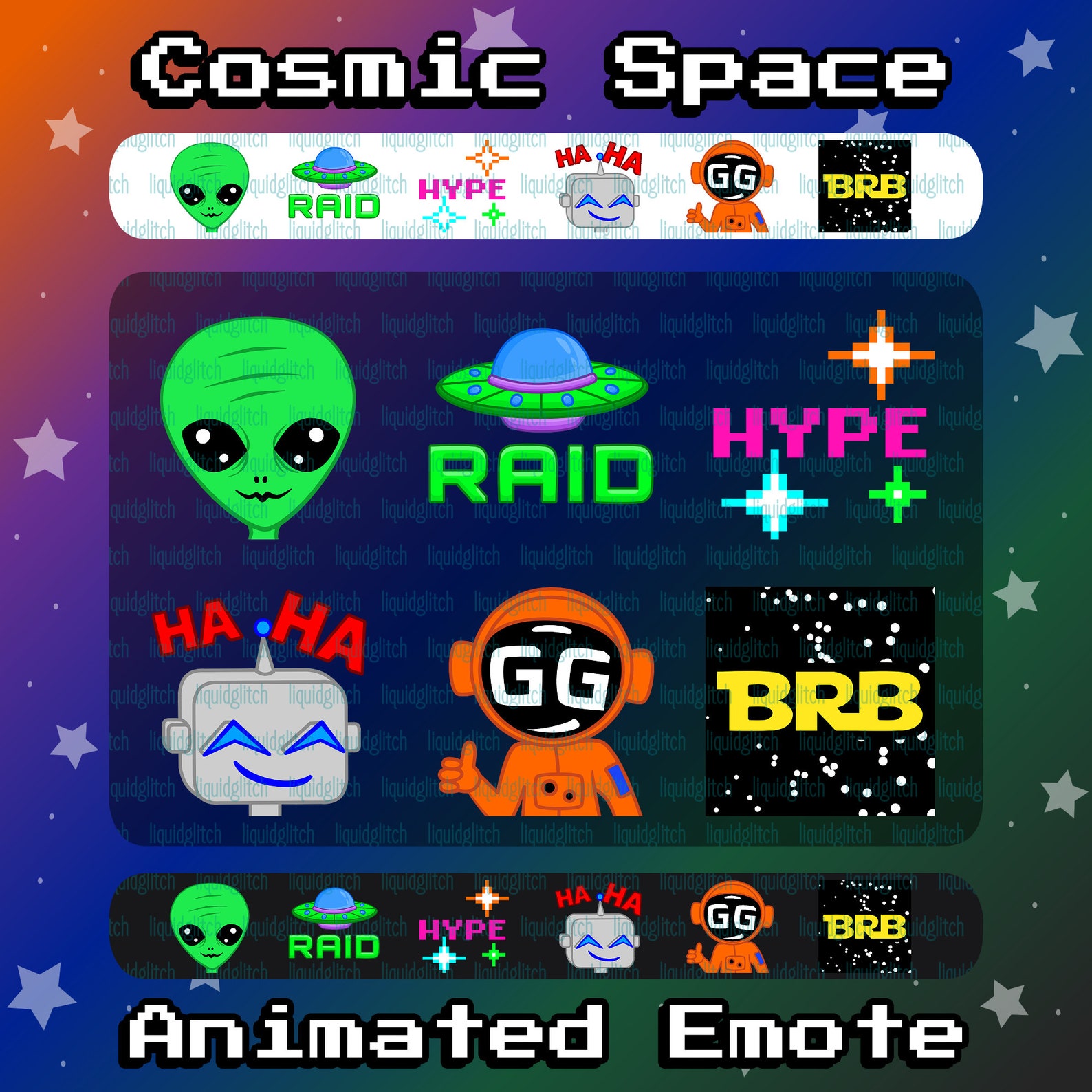 ANIMATED Emotes for Twitch & Discord - Cosmic Space Text Bundle Pack ...