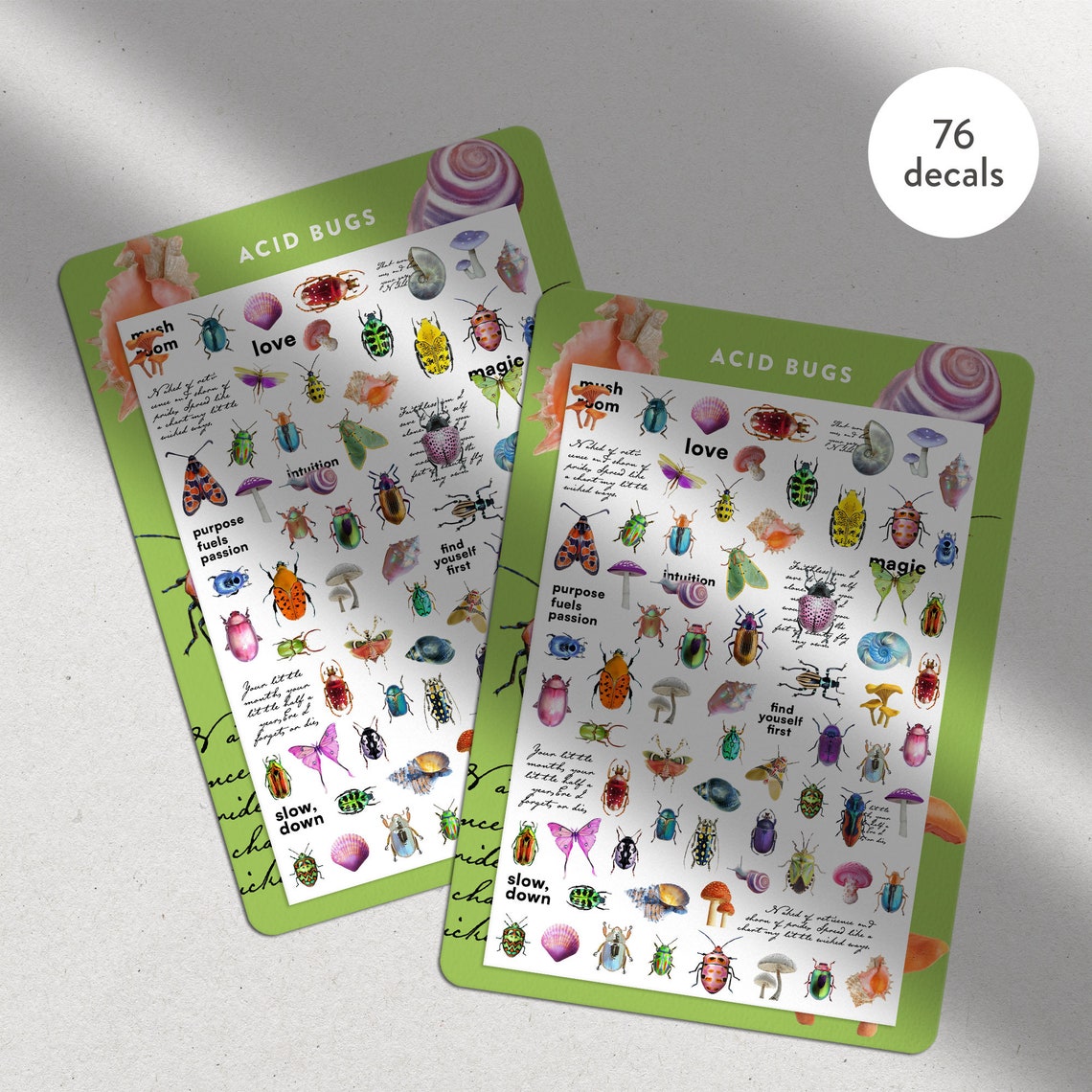 Acid Bugs Nail Decals: Vintage Mushroom & Butterfly Waterslide Nail Art ...