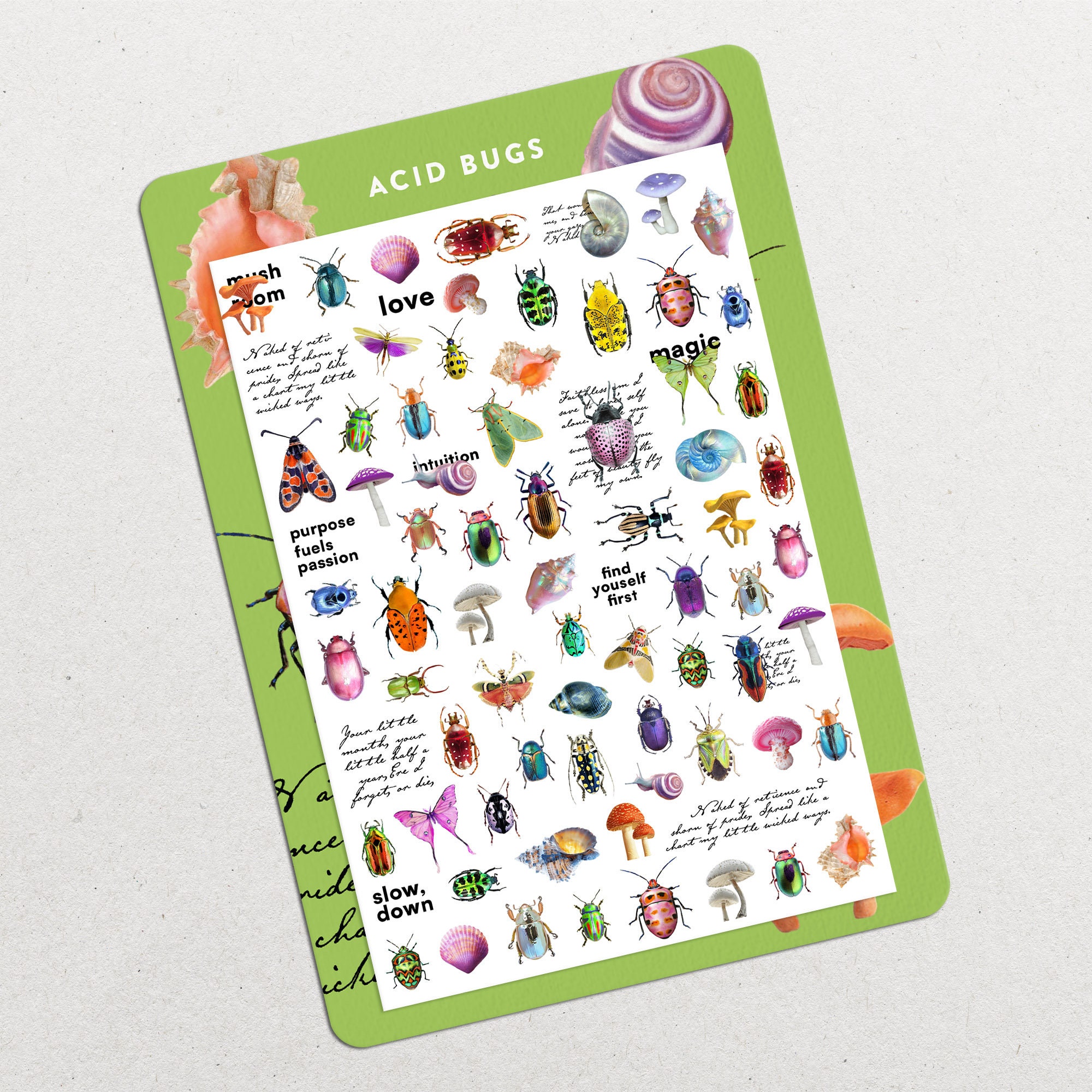 Acid Bugs Nail Decals: Vintage Mushroom & Butterfly Waterslide Nail Art ...