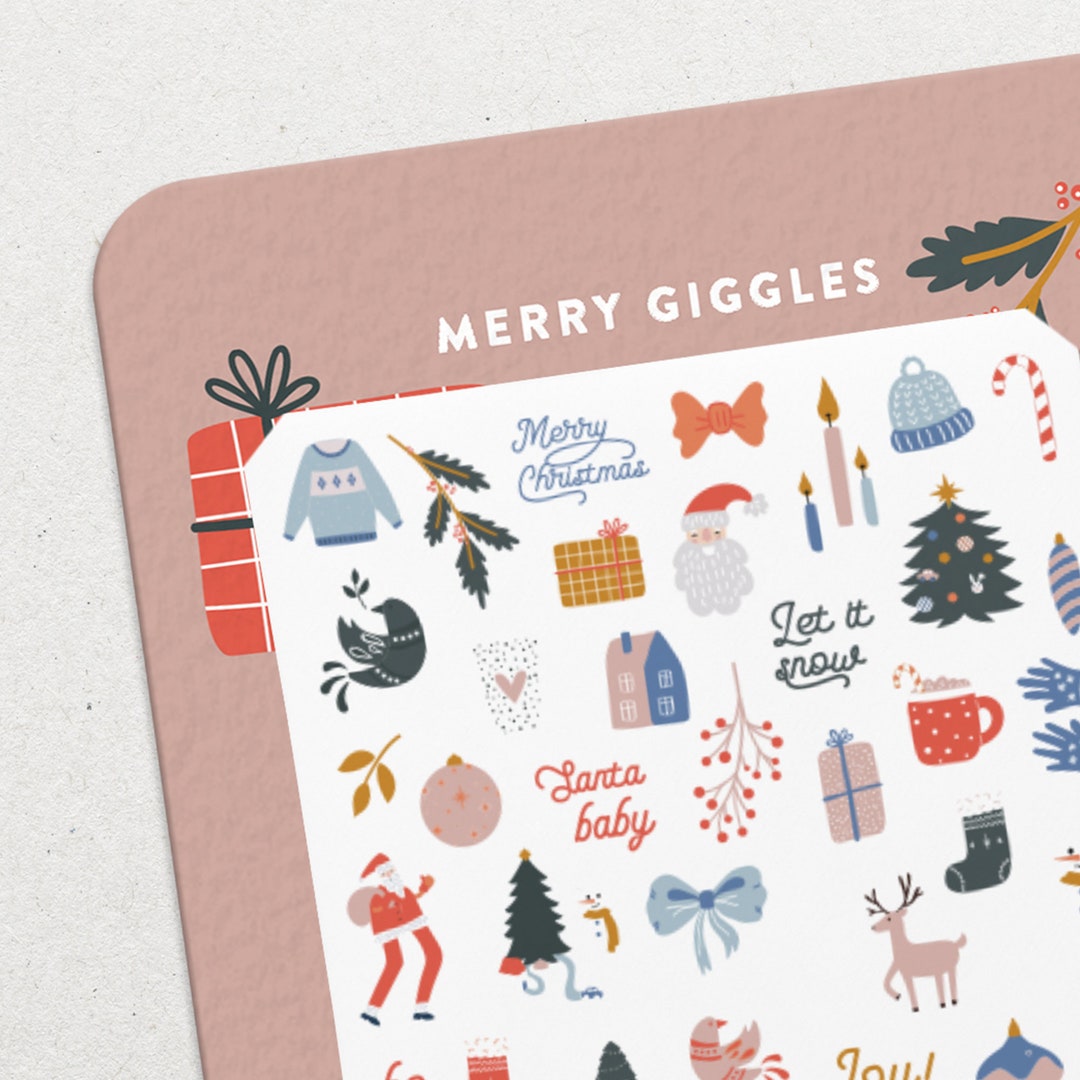 Merry Giggles • Waterslide Nail Decal Set • Cute Christmas Santa and ...