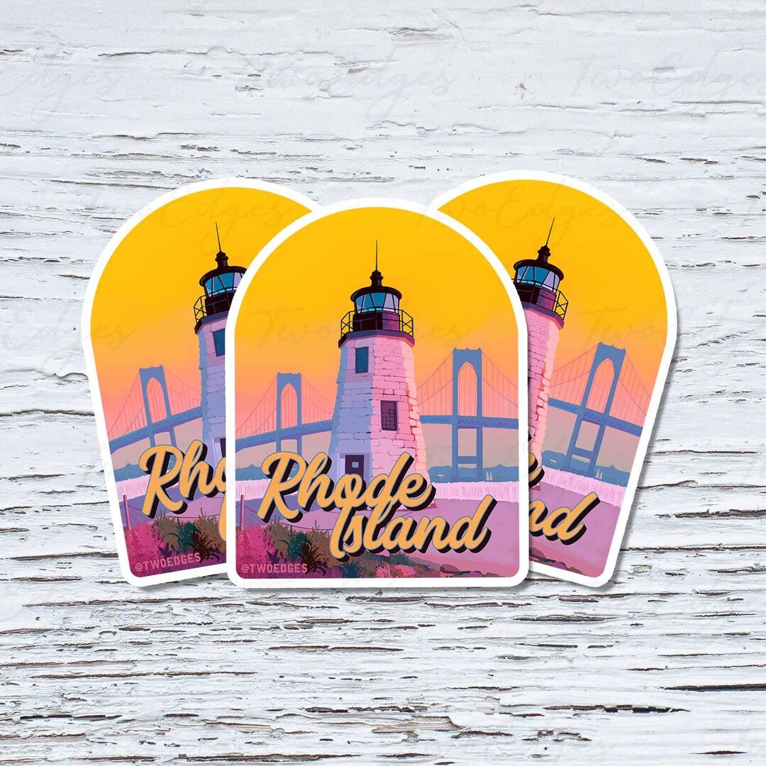 Rhode Island State Sticker - Newport Bridge and Lighthouse Matte Vinyl ...