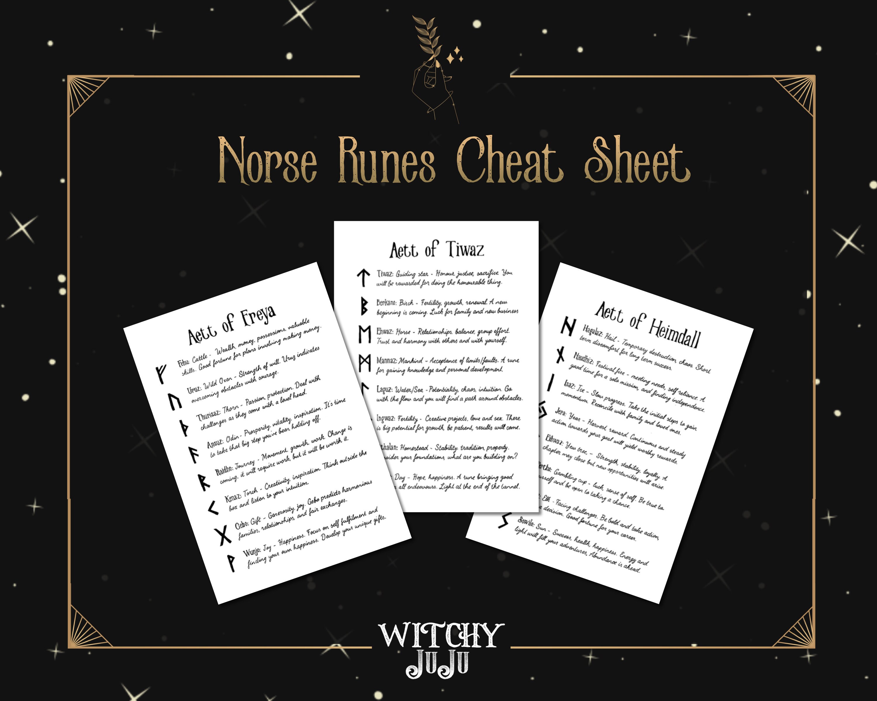 Norse Runes Cheat Sheet - Witchcraft Guide - Etsy