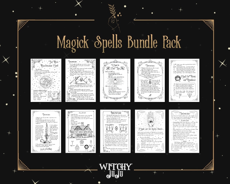 Magic Spells Pack Witchcraft Starter Kit Book of Shadows - Etsy