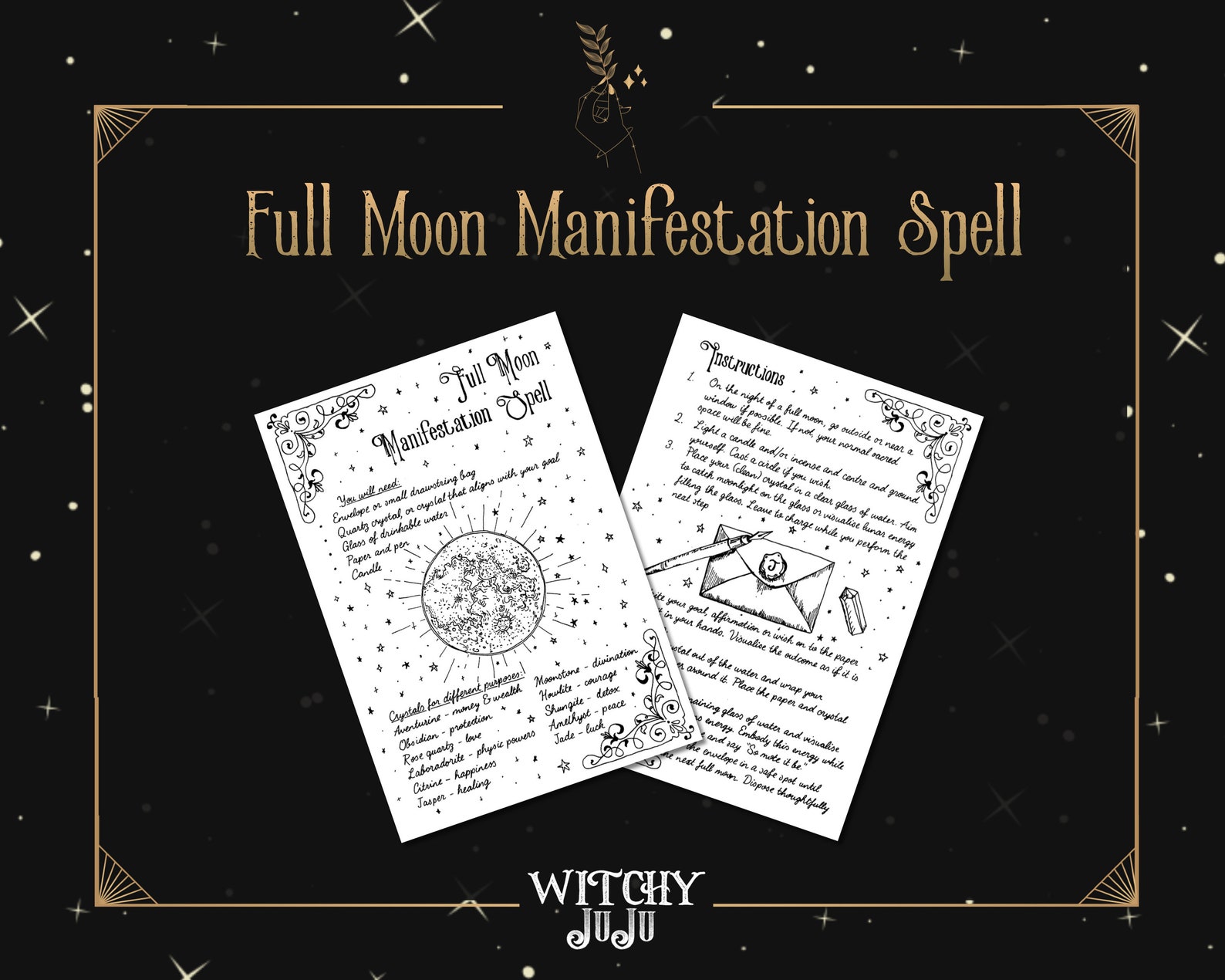 Full Moon - Magic Spell - Book of Shadows Pages - Baby Witch - PDF - Etsy