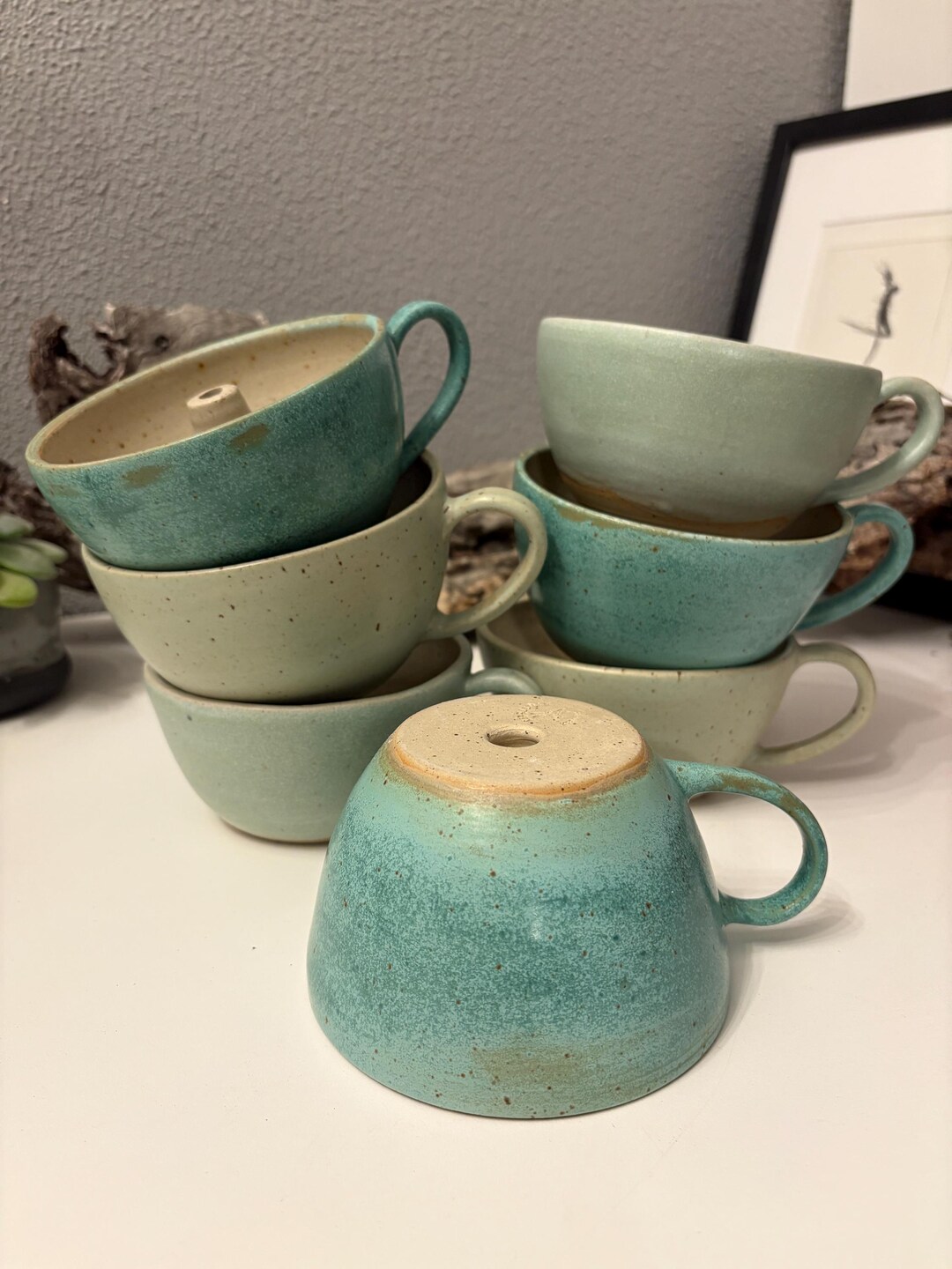 Handmade Ceramic Cake Mug & Tapas Oven Dish, Mint | Air Fryer and Oven ...