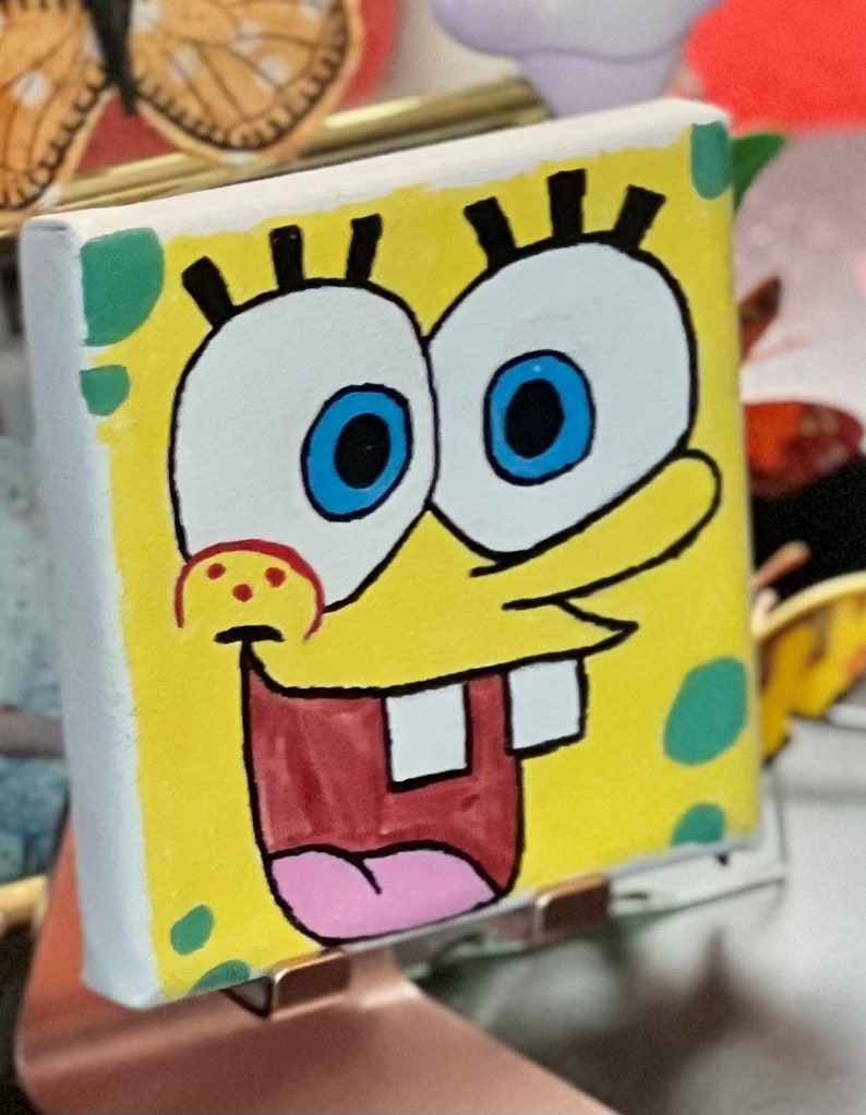 Spongebob Squarepants - Spongebob - Hand Drawn and Painted Canvas - Etsy