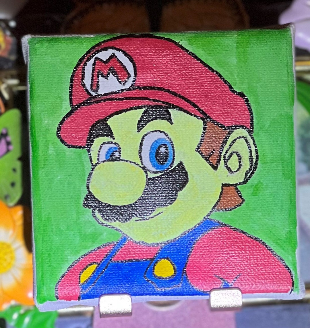 Super Mario Brothers - Mario - Hand Drawn and Painted Canvas - Etsy