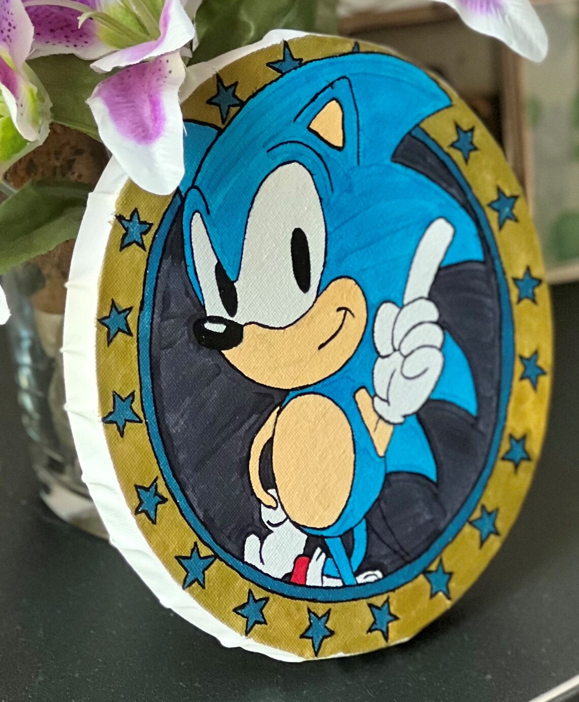 Sonic the Hedgehog Sonic Hand Drawn and Painted Canvas - Etsy