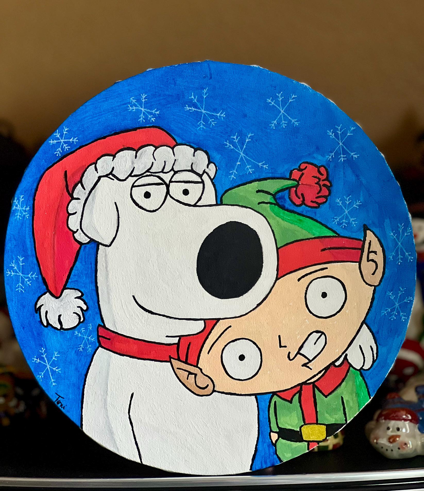 Family Guy - Brian and Stewie - Hand Drawn and Painted Canvas - Etsy
