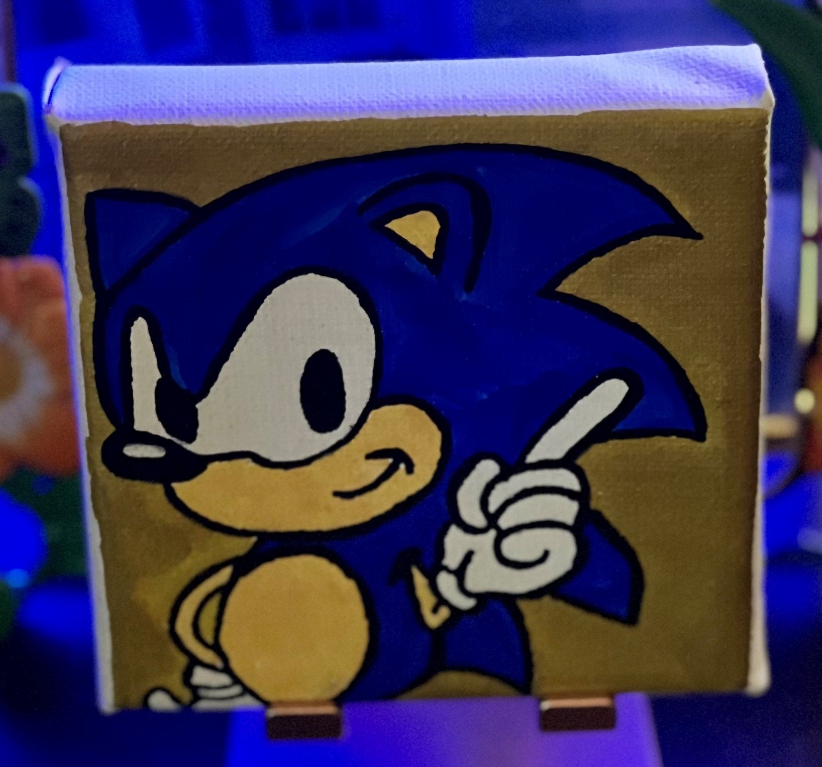 Sonic the Hedgehog Sonic Hand Drawn and Painted Canvas - Etsy