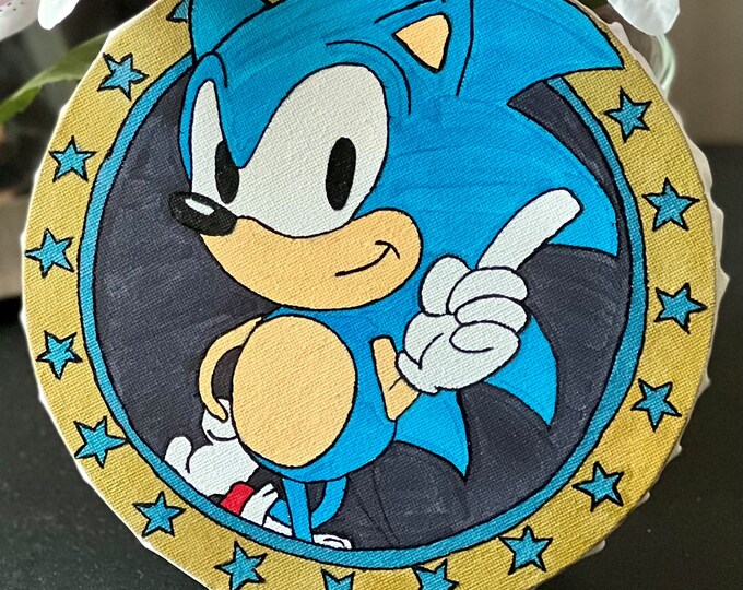 Sonic the Hedgehog - Sonic - Hand Drawn and Painted Canvas - Etsy