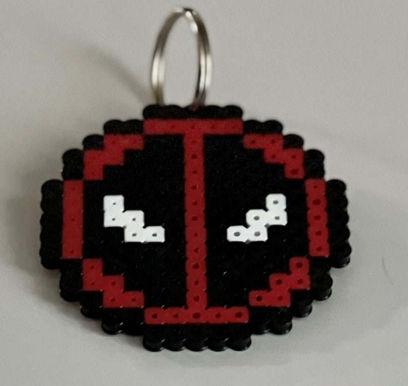 Handmade Perler Item Keychain Deadpool Logo - Etsy
