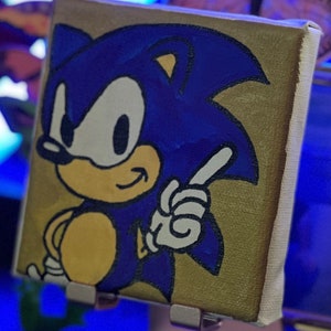 Sonic the Hedgehog - Sonic - Hand Drawn and Painted Canvas - Etsy
