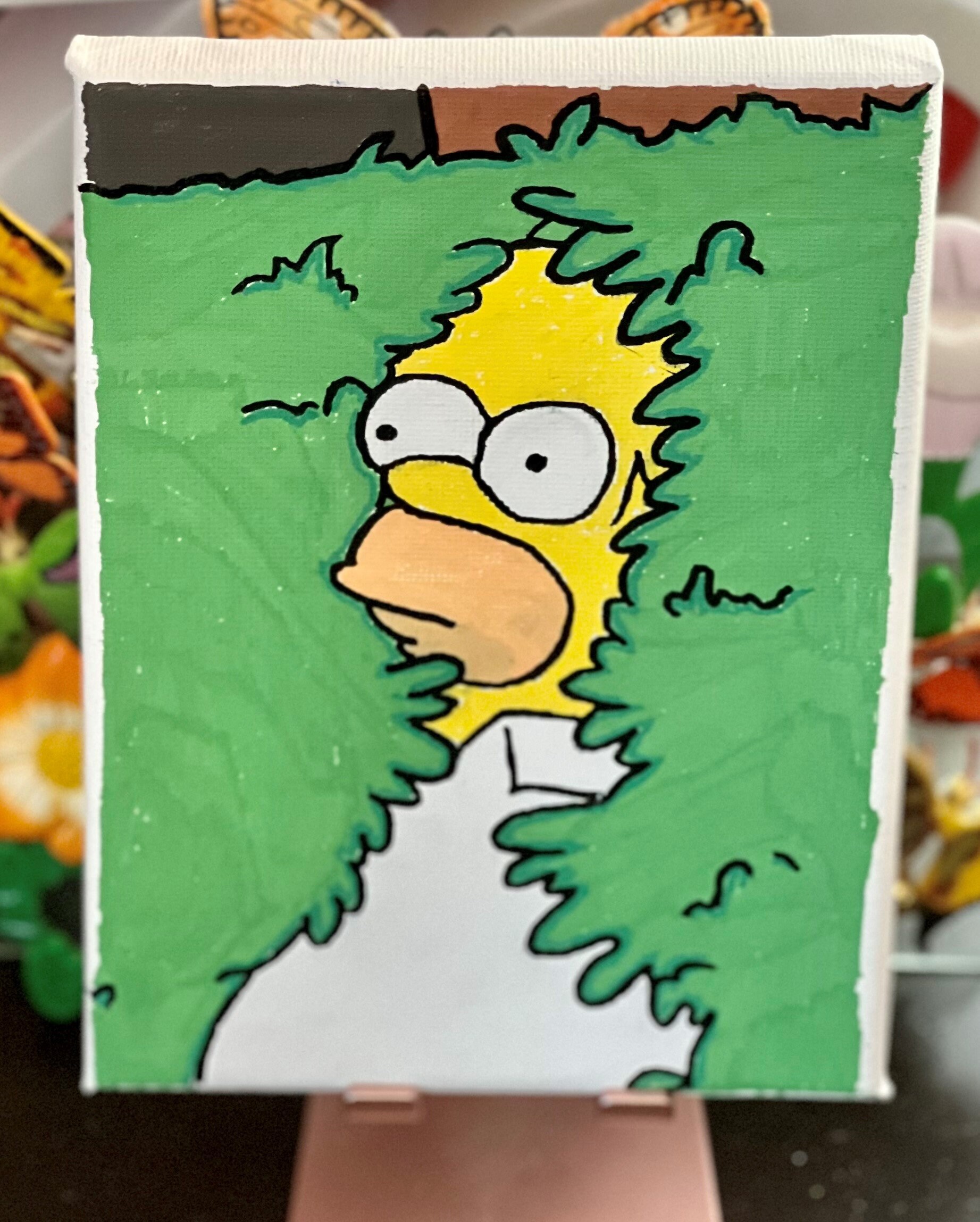 The Simpsons - Homer in the Bush - Hand Drawn and Painted Canvas - Etsy