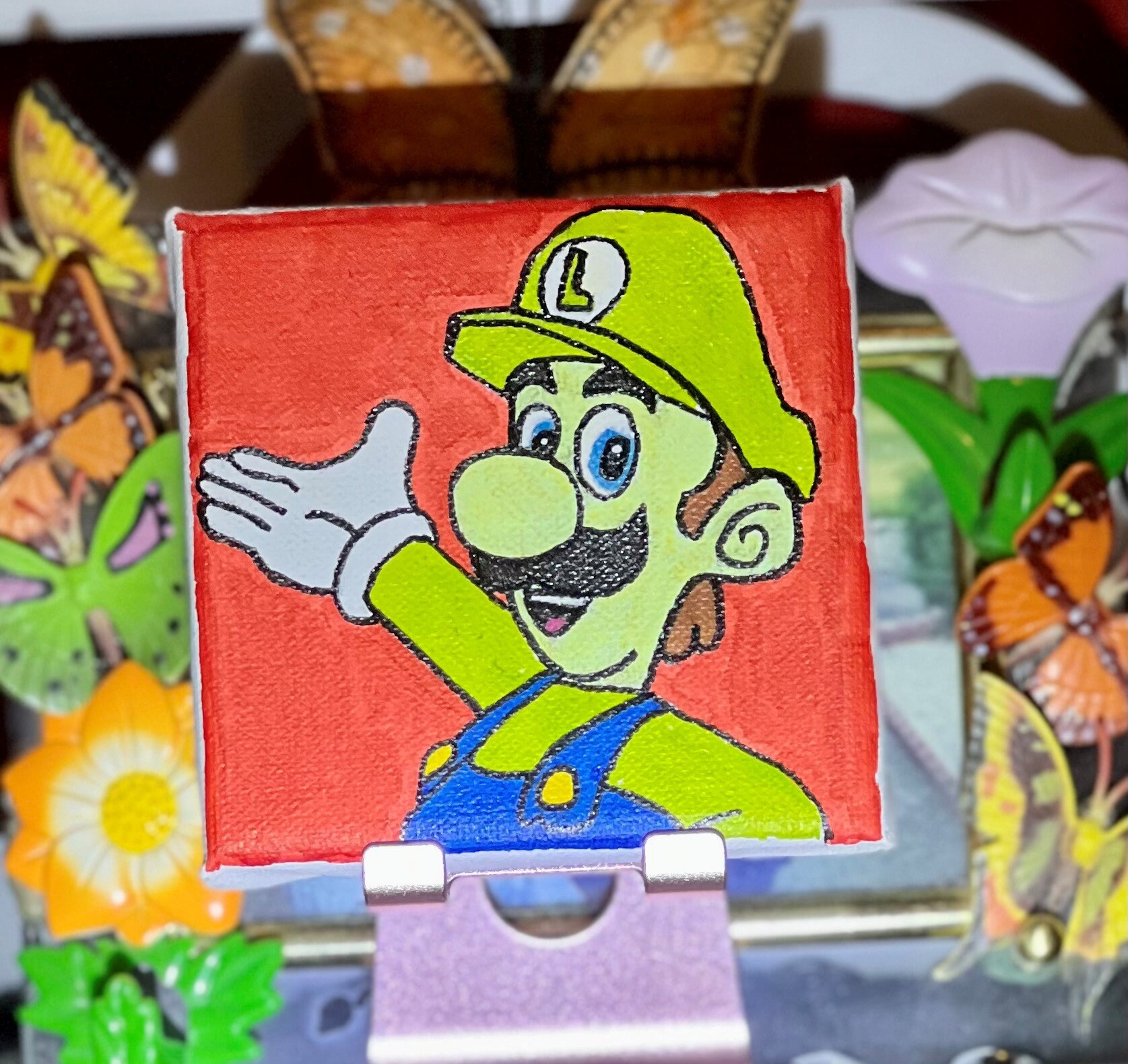 Super Mario Brothers - Luigi - Hand Drawn and Painted Canvas - Etsy