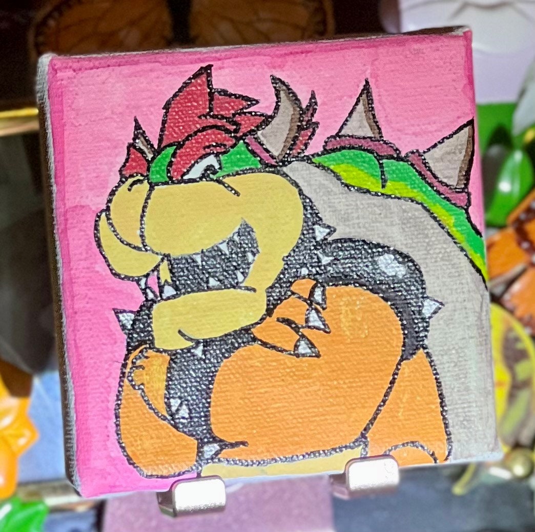 Super Mario Brothers Bowser Hand Drawn and Painted Canvas - Etsy