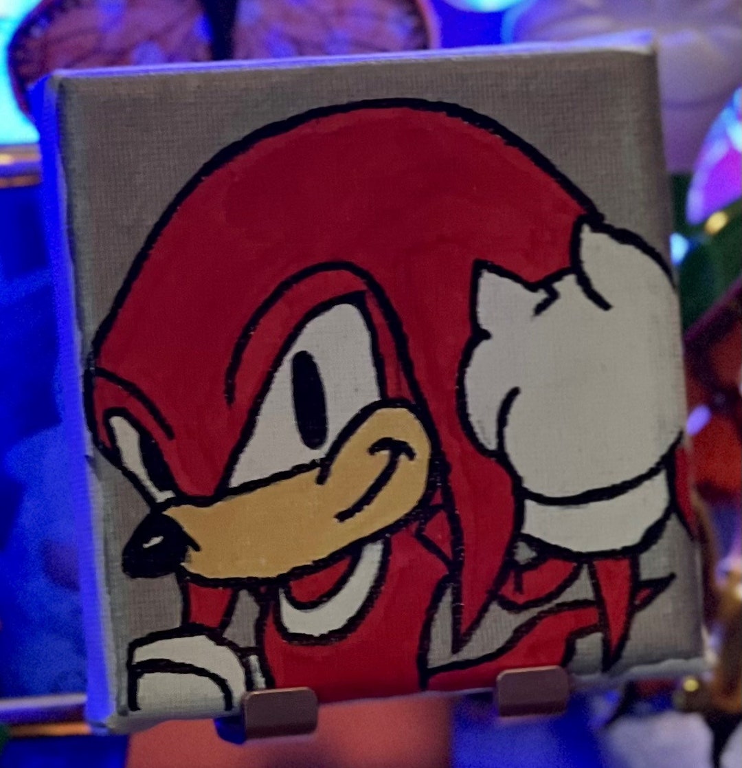 Sonic the Hedgehog - Knuckles - Hand Drawn and Painted Canvas - Etsy