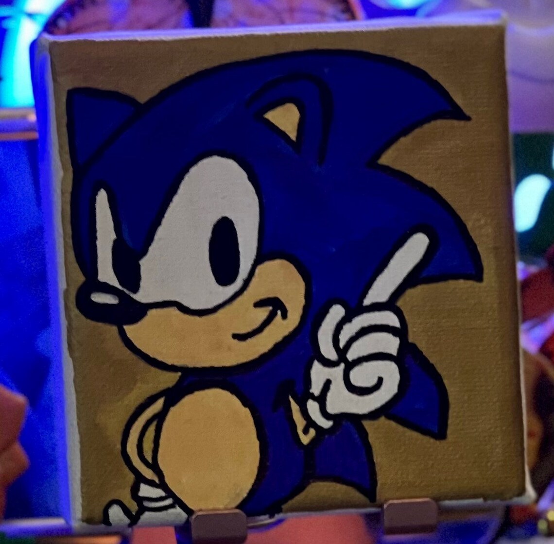 Sonic the Hedgehog Sonic Hand Drawn and Painted Canvas - Etsy