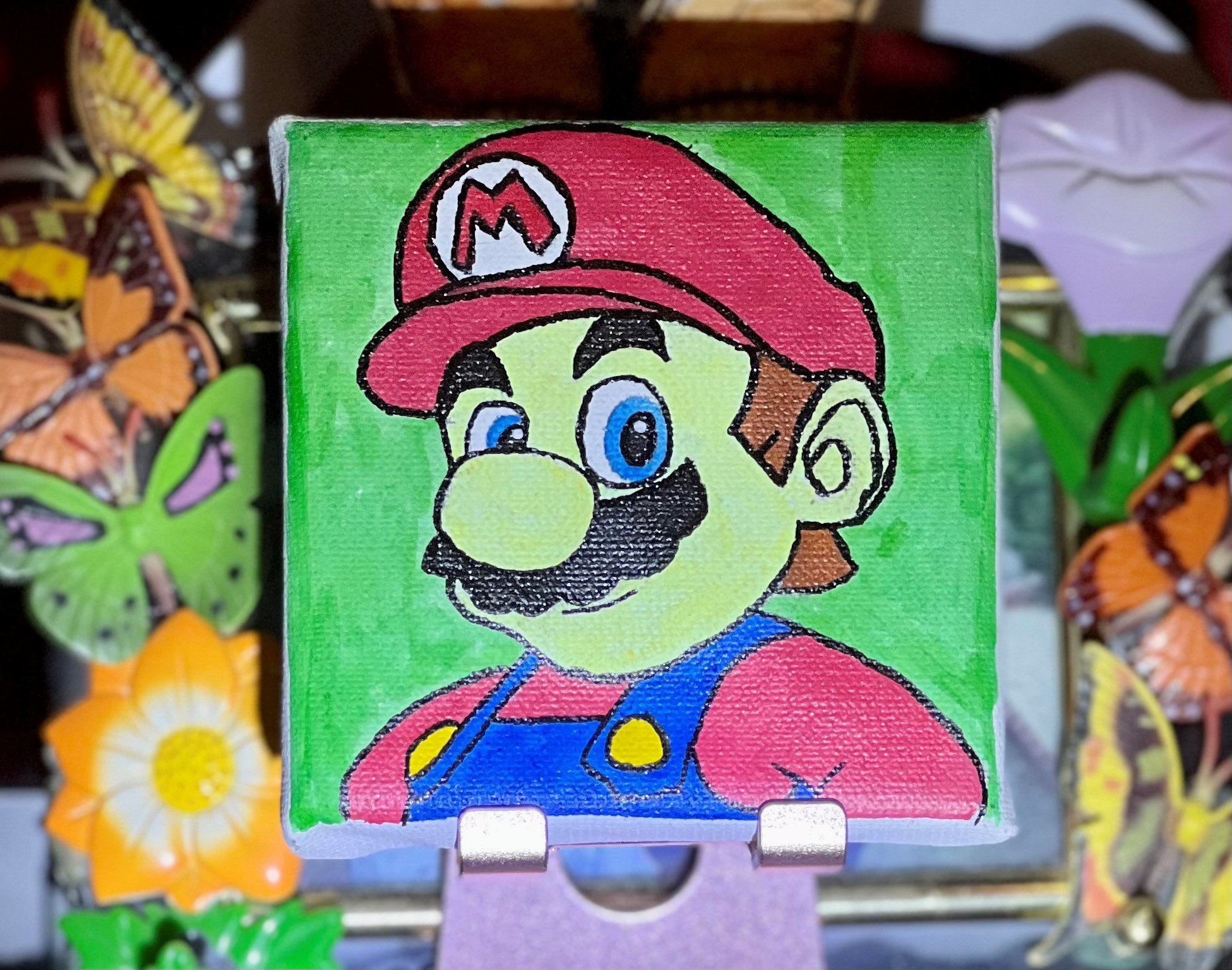 Super Mario Brothers Mario Hand Drawn and Painted Canvas - Etsy