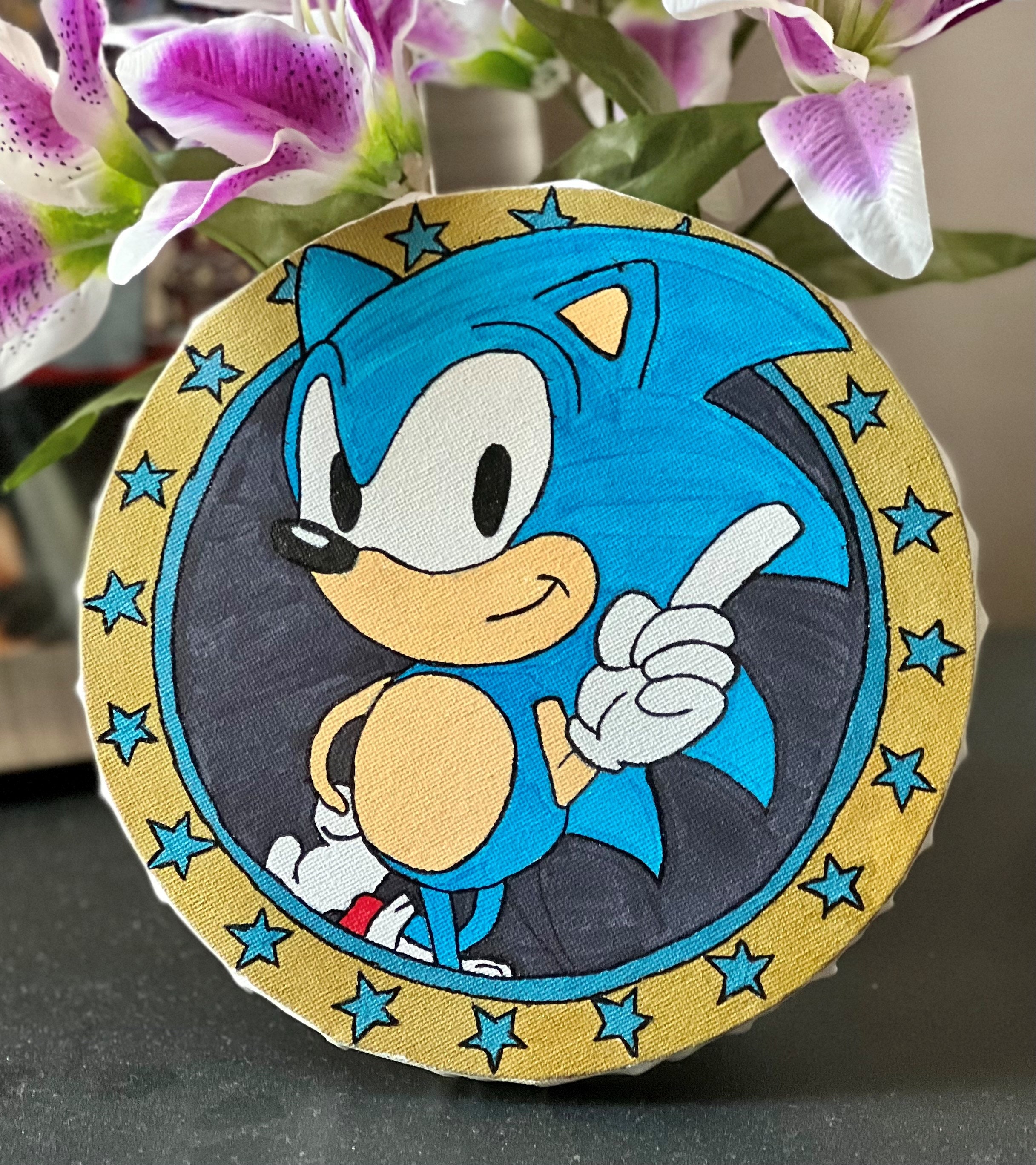 Sonic the Hedgehog Sonic Hand Drawn and Painted Canvas - Etsy