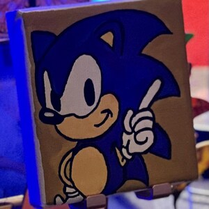 Sonic the Hedgehog - Sonic - Hand Drawn and Painted Canvas - Etsy