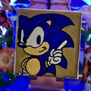 Sonic the Hedgehog - Sonic - Hand Drawn and Painted Canvas - Etsy