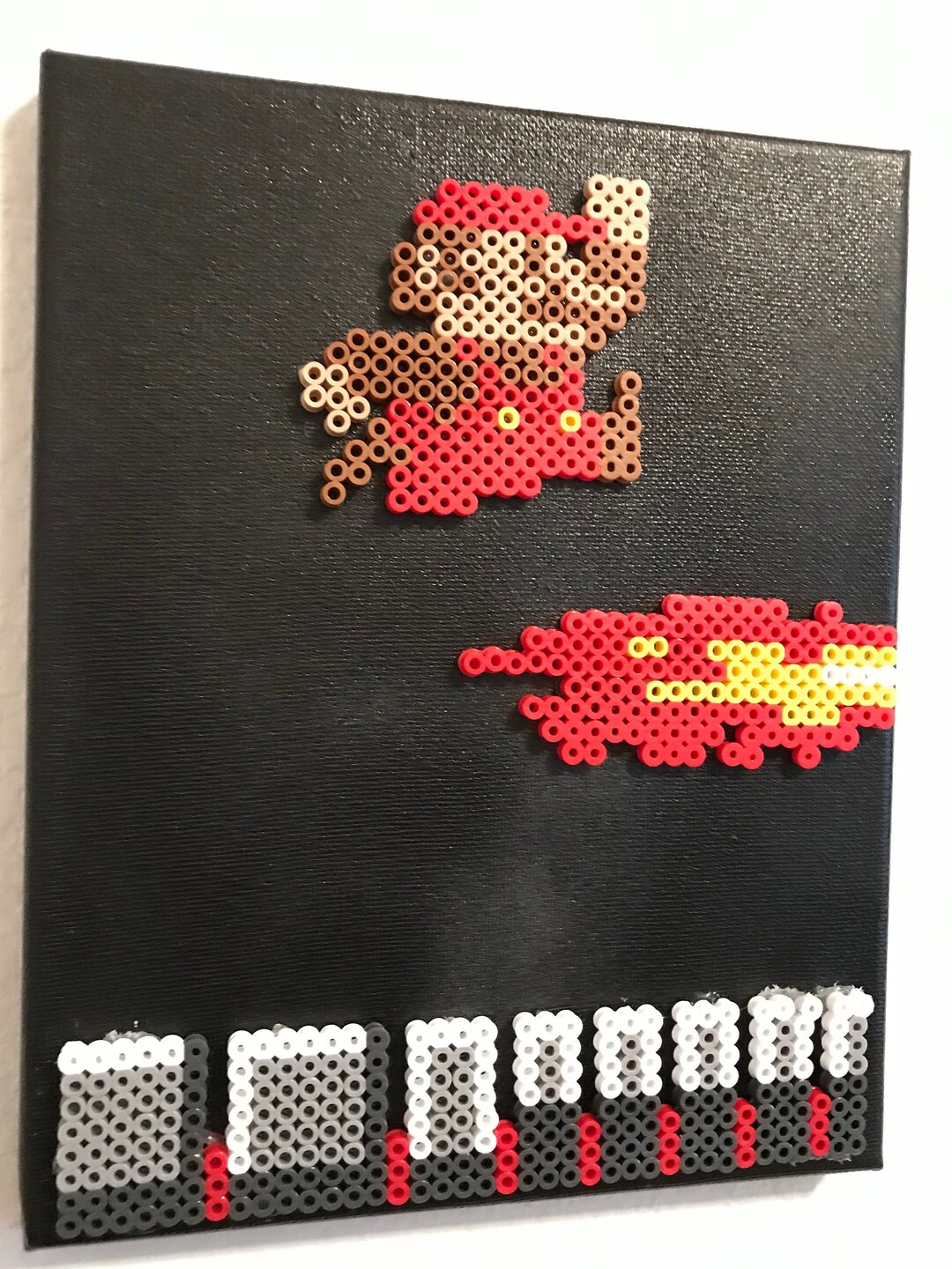 Handmade Perler Canvas Item - Super Mario Brothers - Boss Battle Scene ...