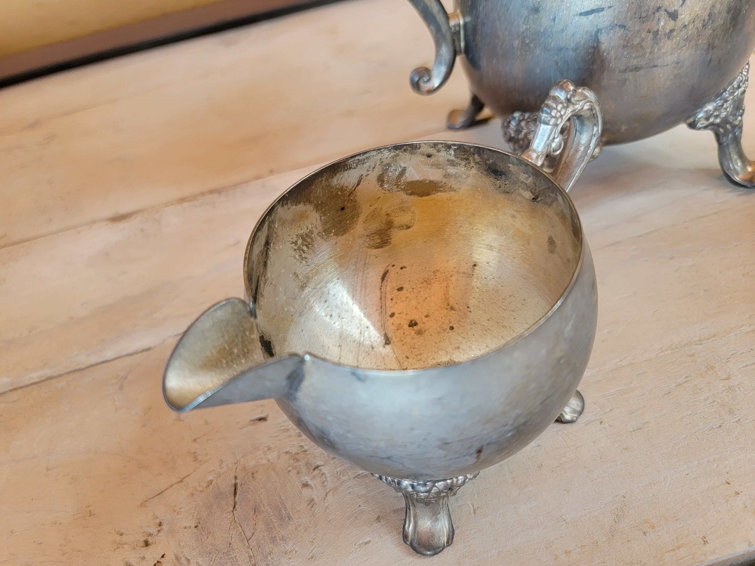 Vintage EP BRASS Silver Plated on Brass 3 Piece Tea Set Coffee Pot ...