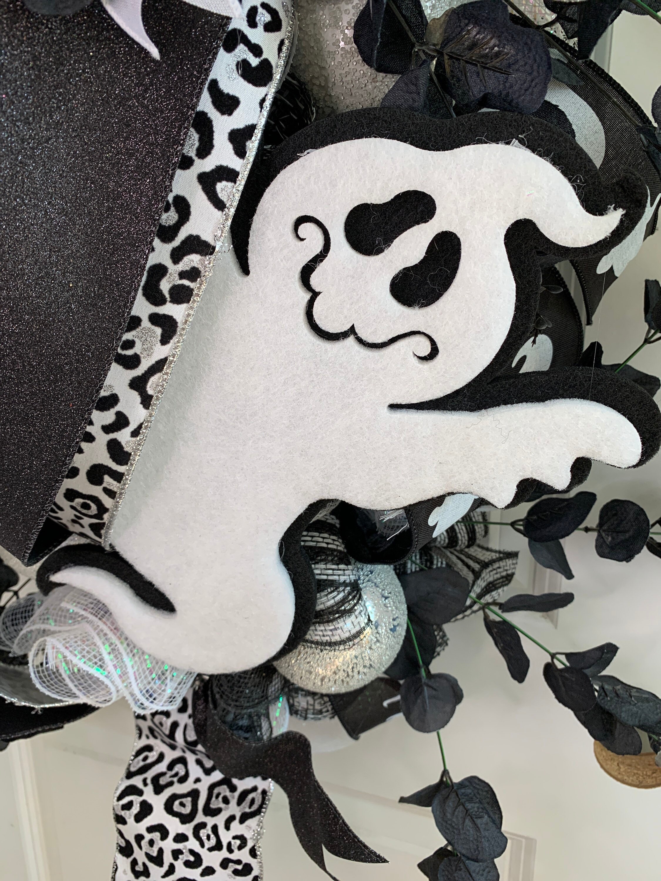 Halloween Ghost Swag Black and White Halloween Swag Front - Etsy