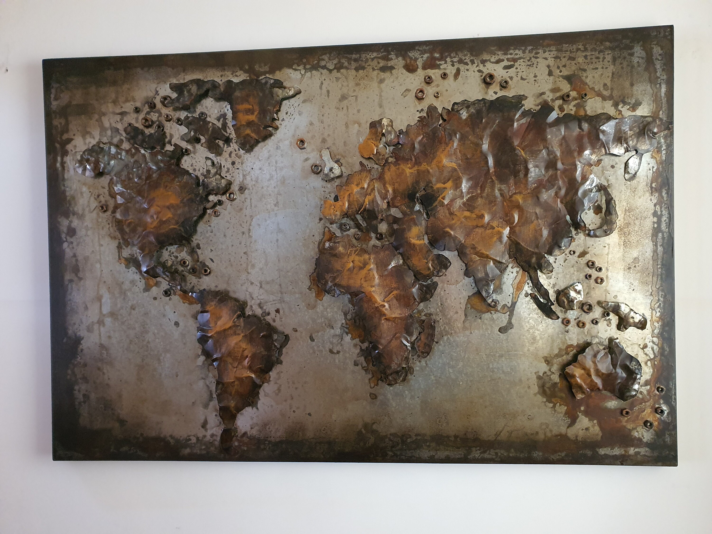 World Map Metal Sculpture Wall Art,handmade 3D World Map,metal 3D Wall ...