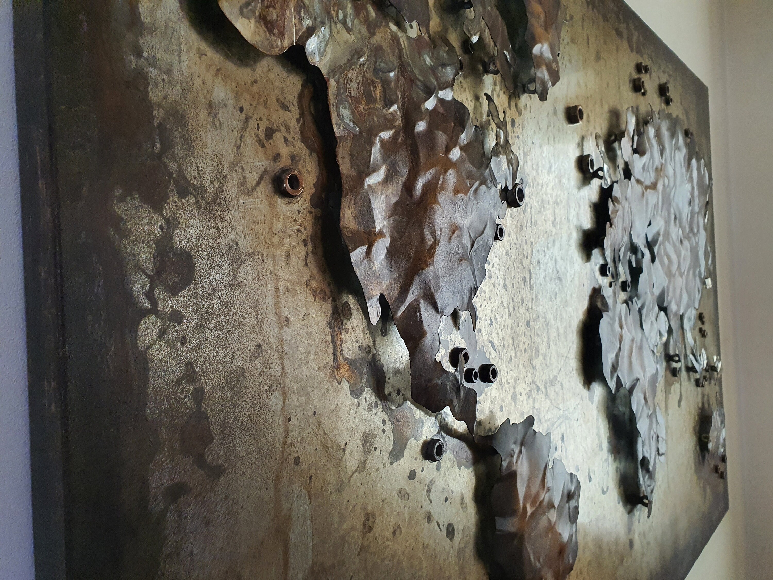 World Map Metal Sculpture Wall Art,handmade 3D World Map,metal 3D Wall ...