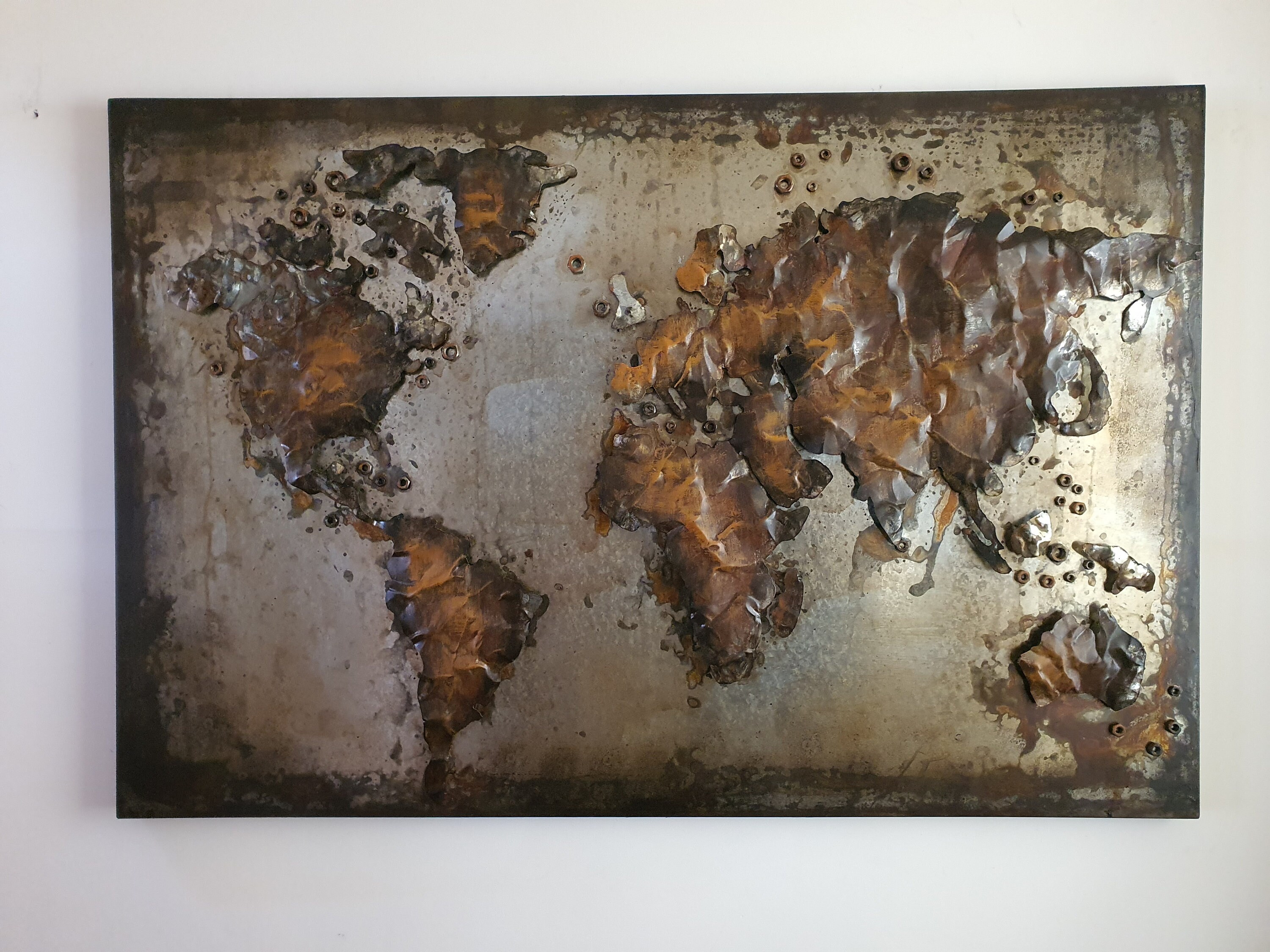 World Map Metal Sculpture Wall Art,handmade 3D World Map,metal 3D Wall ...