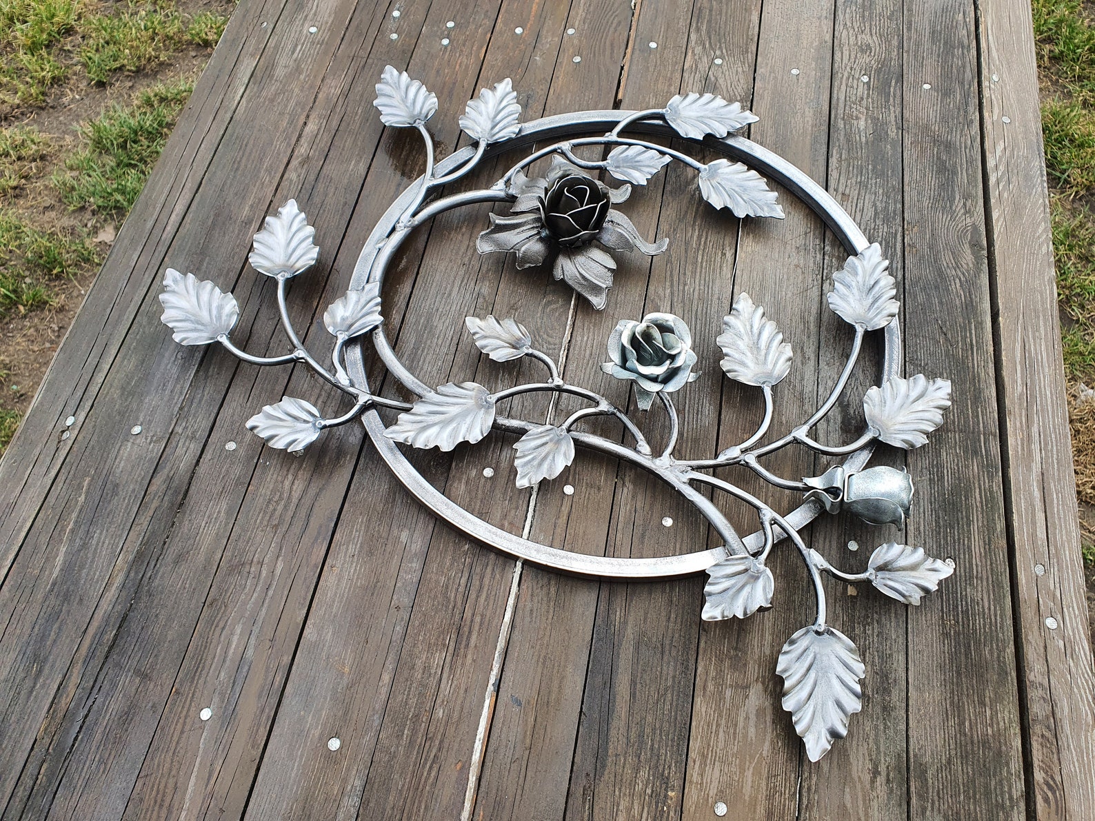 Steel Wall Art Sculpture Rose Rosette,ground Steel,metalworking,large ...