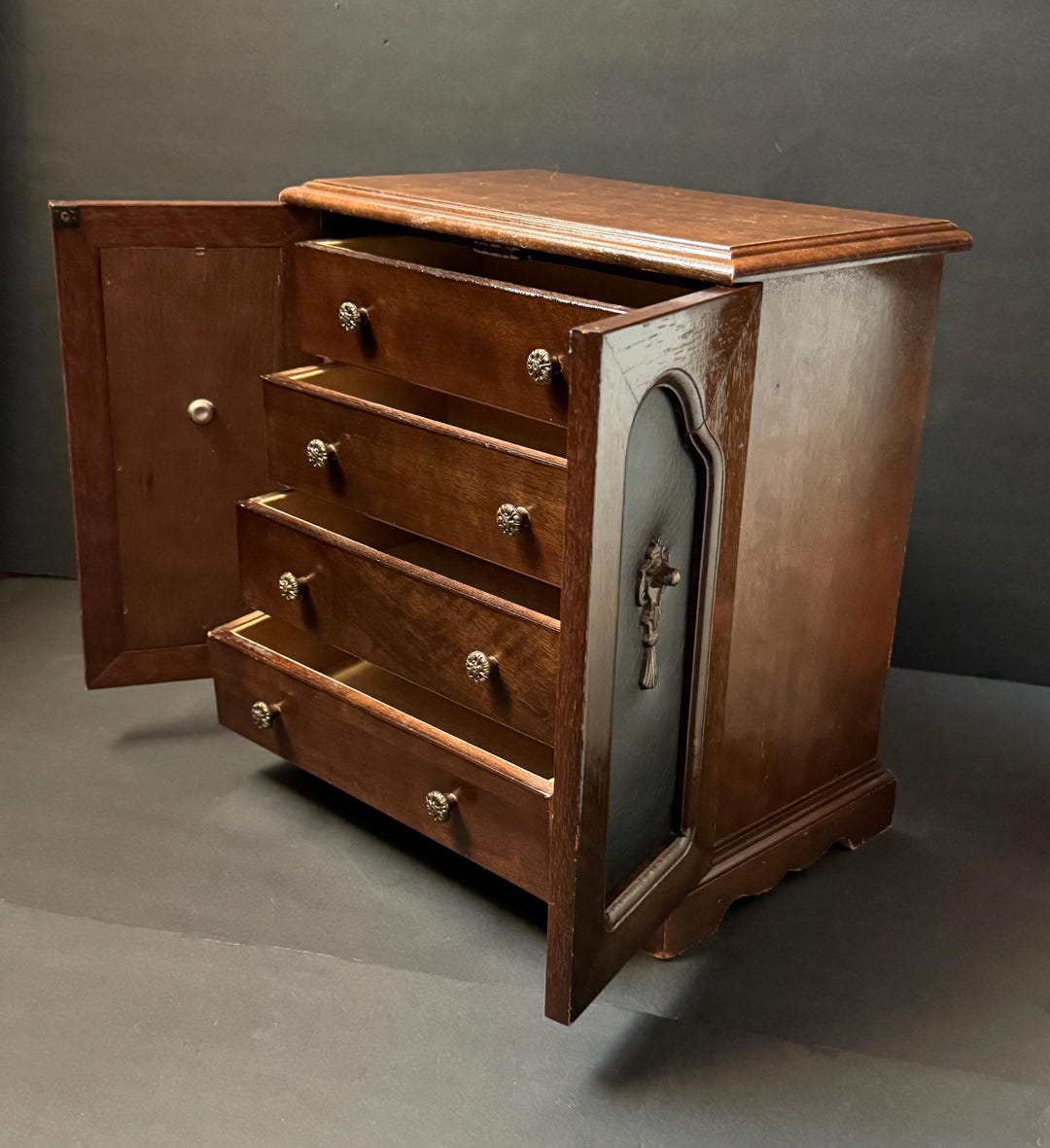 Jewelry Cabinet. Large Musical Toyo Japan Wooden Multi Compartmental ...