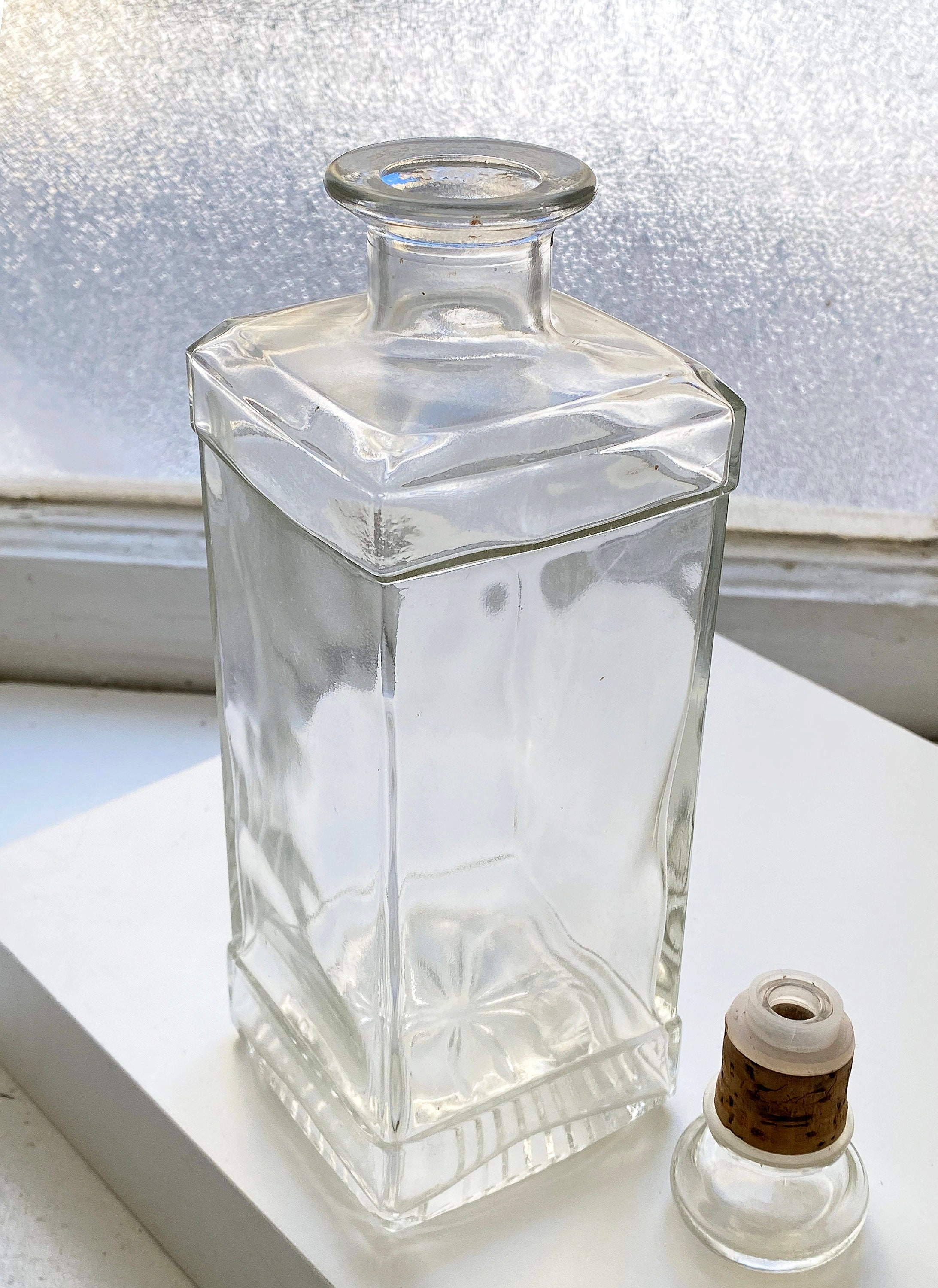 Vintage Glass Square Shaped Decanter. - Etsy