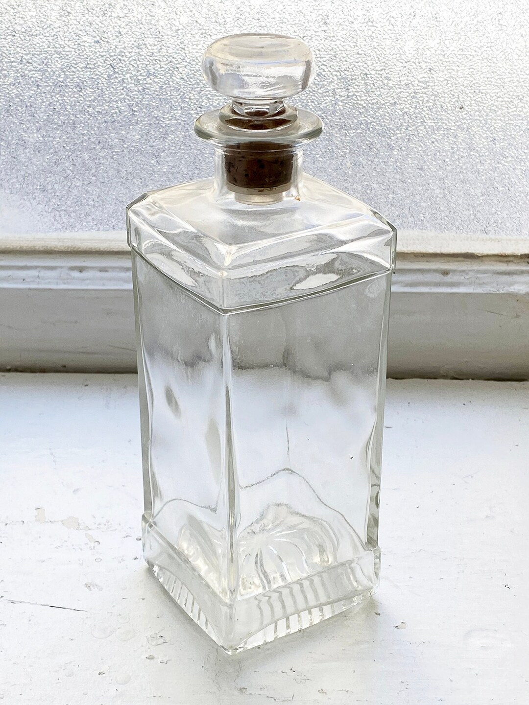 Vintage Glass Square Shaped Decanter. - Etsy