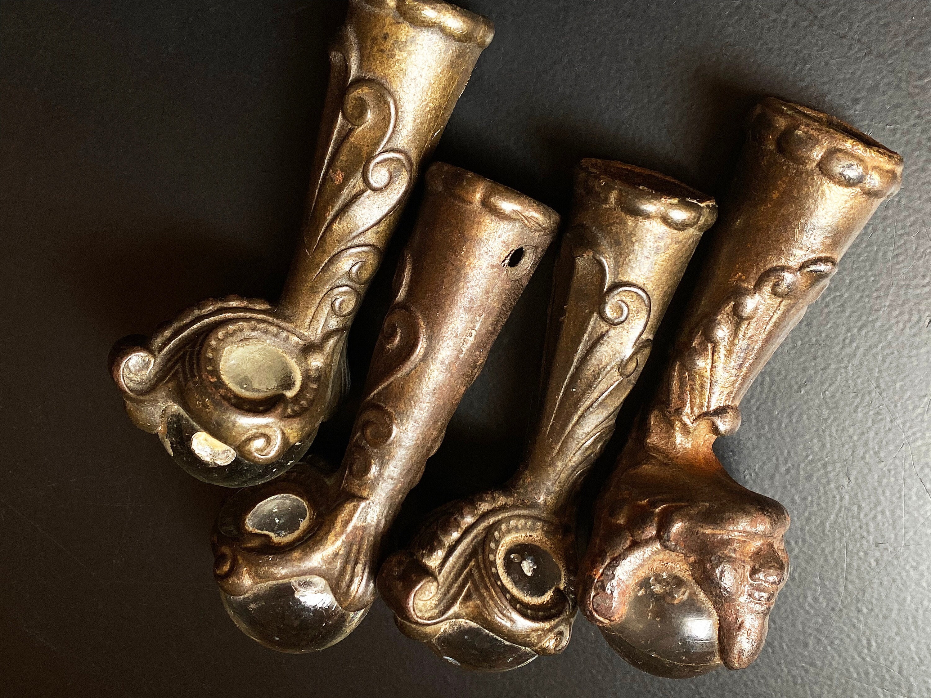 Vintage Glass Ball Claw Feet